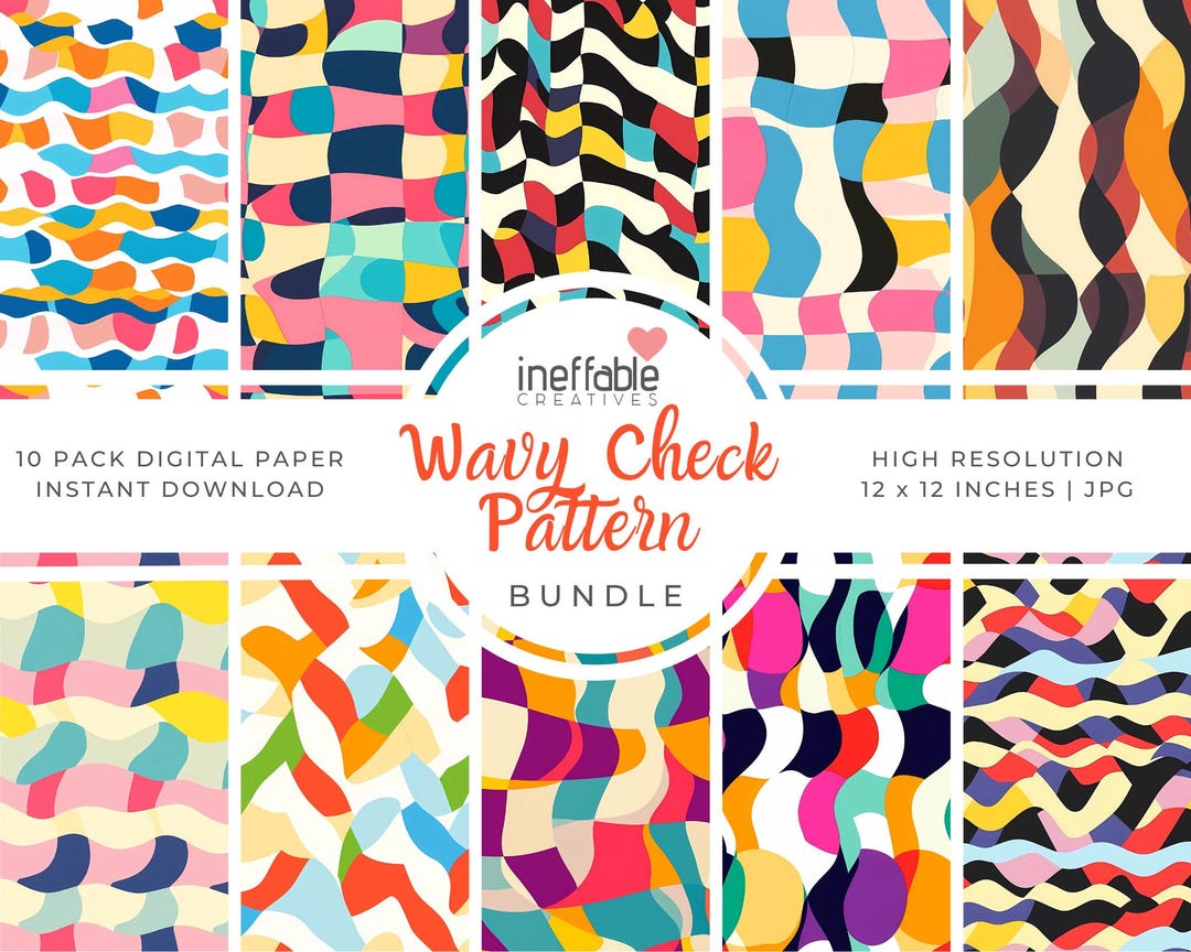 Wavy Check Themed Patterns | Digital Paper Scrapbook Patterns, Pattern ...