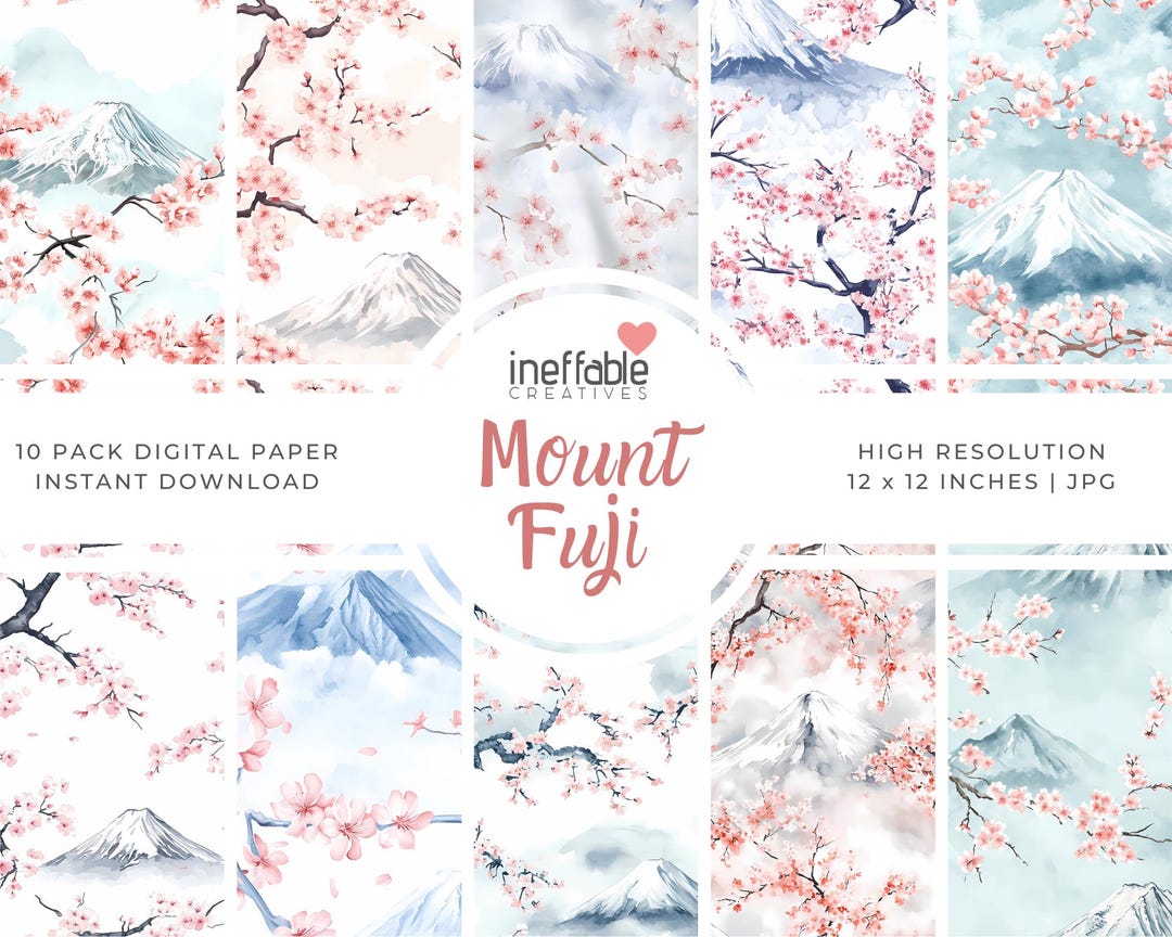 Mount Fuji Themed Patterns | Digital Paper Scrapbook Patterns, Pattern ...