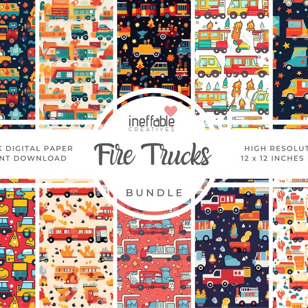 Fire Truck Scrapbook Paper - Etsy