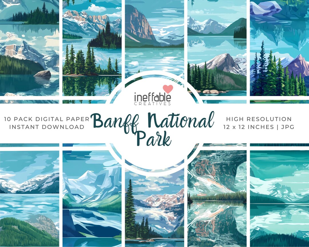 Banff National Park Themed Patterns | Digital Paper Scrapbook Patterns ...