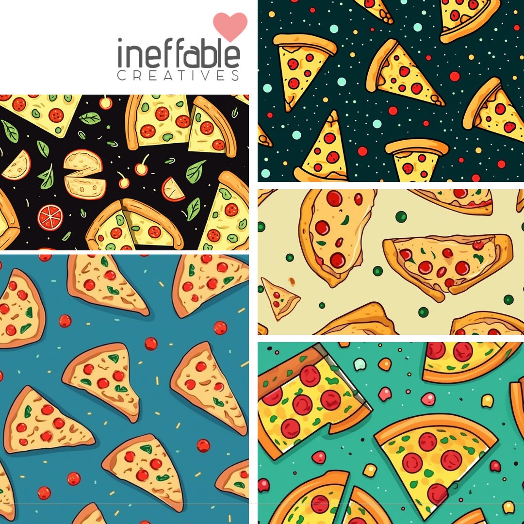10 Seamless Pizza Party Pattern | Themed Patterns | Digital Paper ...
