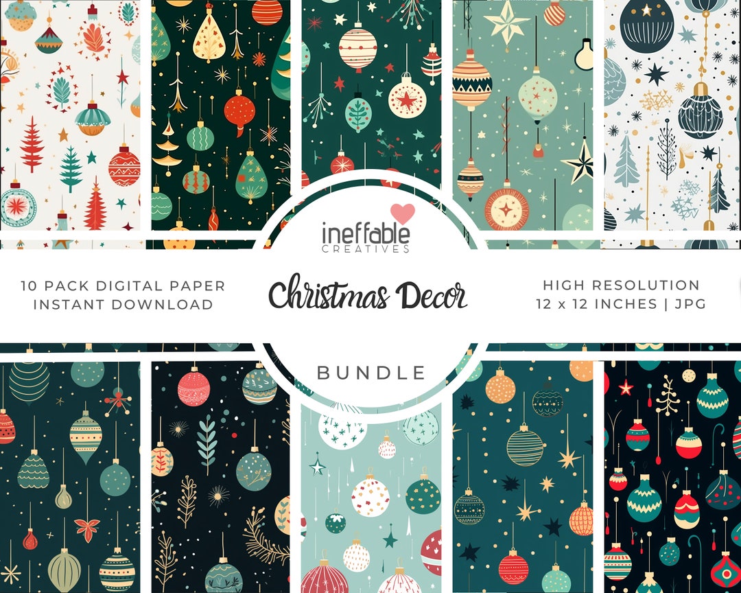 Christmas Decor Patterns: Seamless Digital Paper (10 Pack) - Etsy