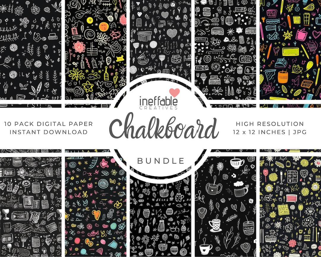 10 Seamless Chalkboard Themed Patterns | Digital Paper, Scrapbook ...