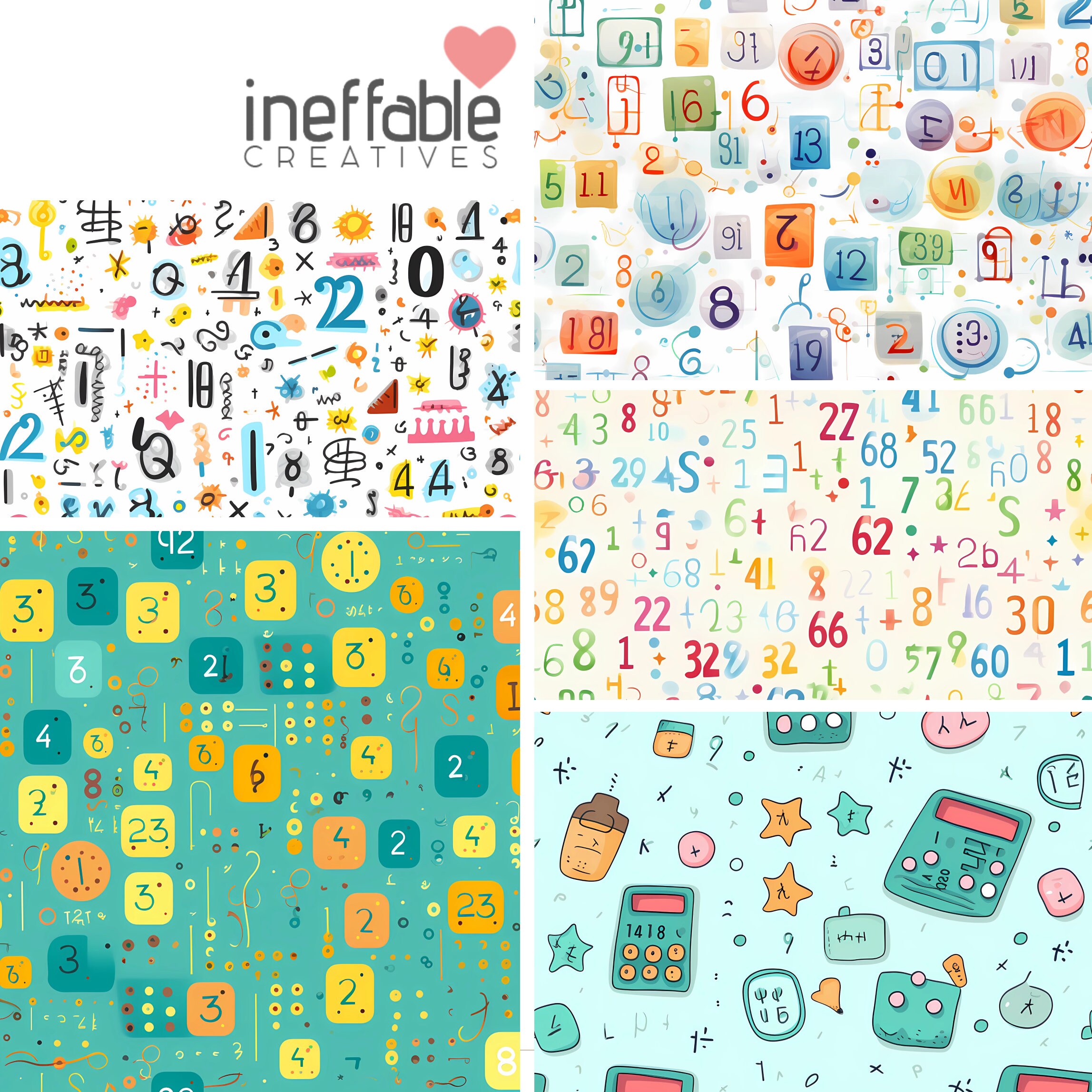 10 Seamless Maths & Numeracy Patterns | Digital Paper Scrapbook ...