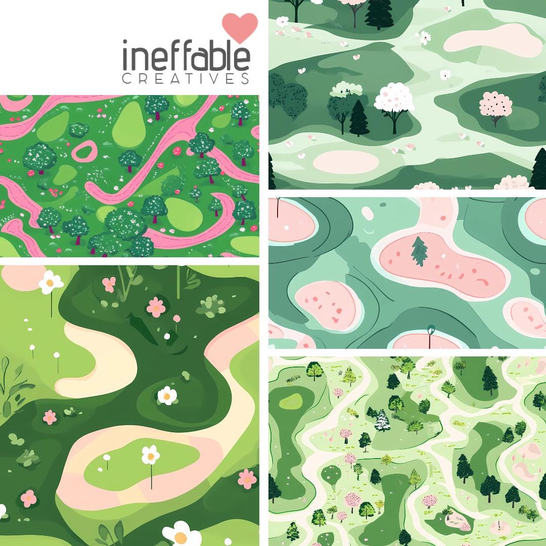 Golf Course Pattern Paper: Seamless Scrapbook Backgrounds (digital ...