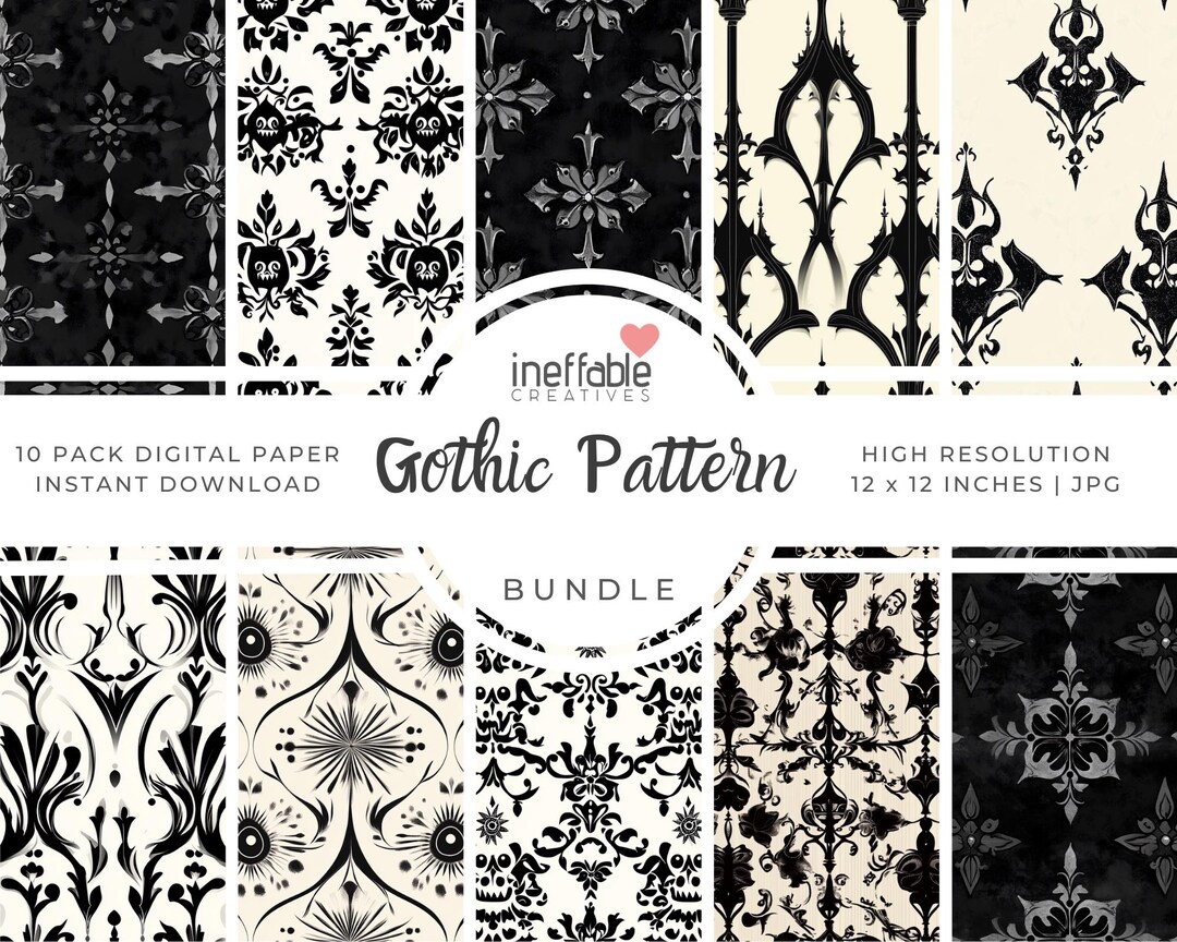Gothic Themed Patterns | Digital Paper Scrapbook Patterns, Pattern ...