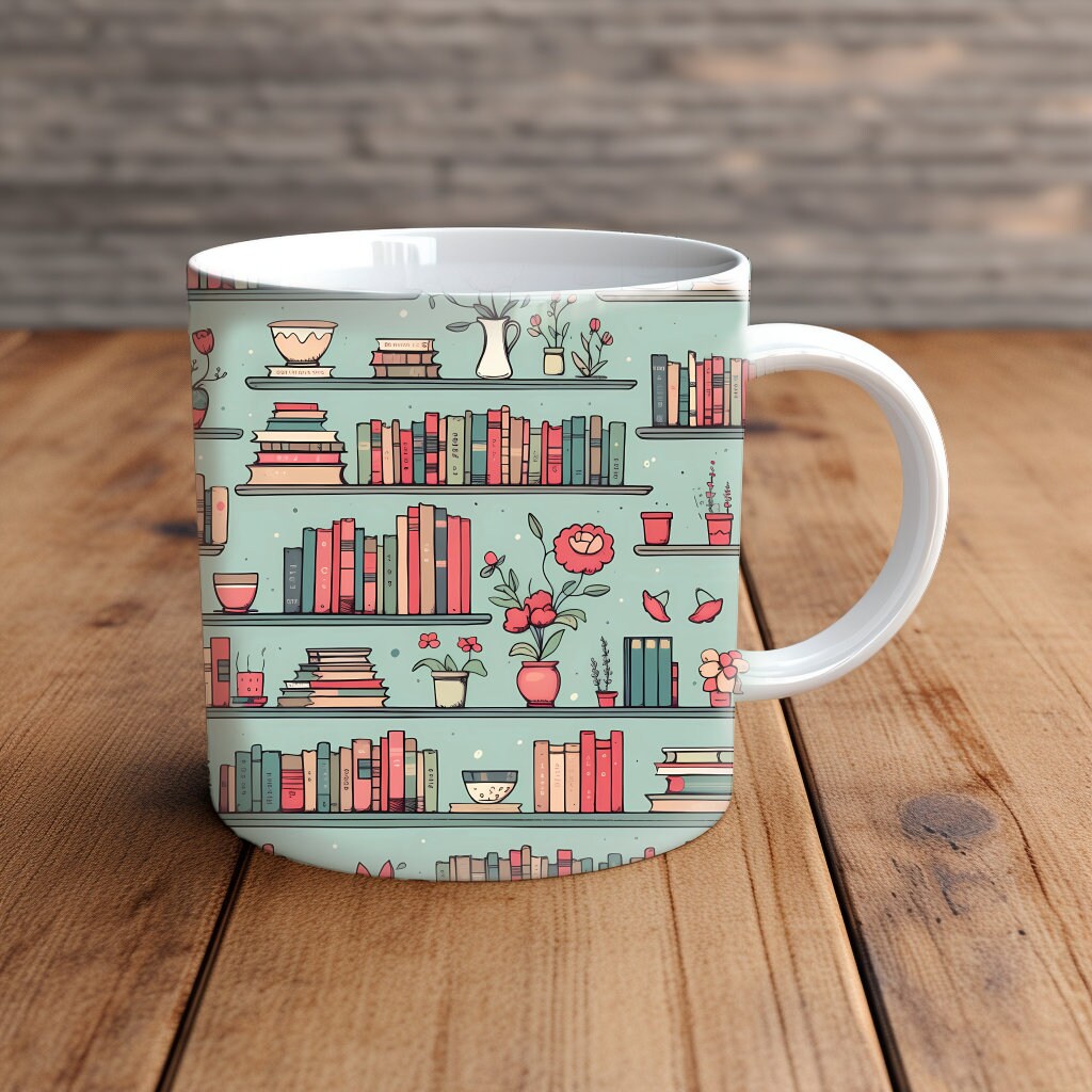 10 Seamless Book Shelf Patterns | Digital Paper Scrapbook Patterns ...