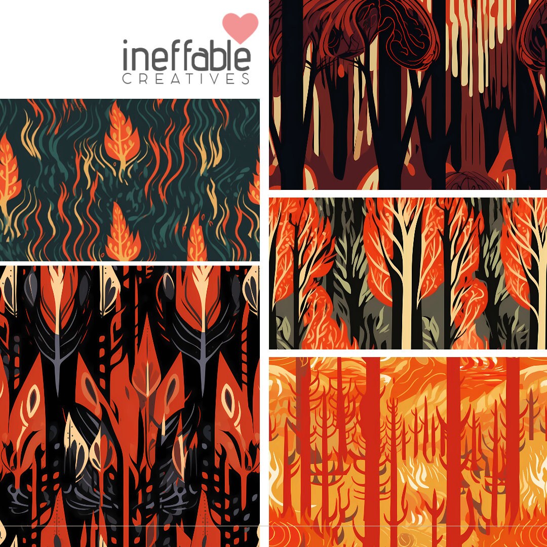 10 Seamless Blaze Bark Themed Patterns Digital Paper Scrapbook Patterns, Pattern Paper, Seamless ...