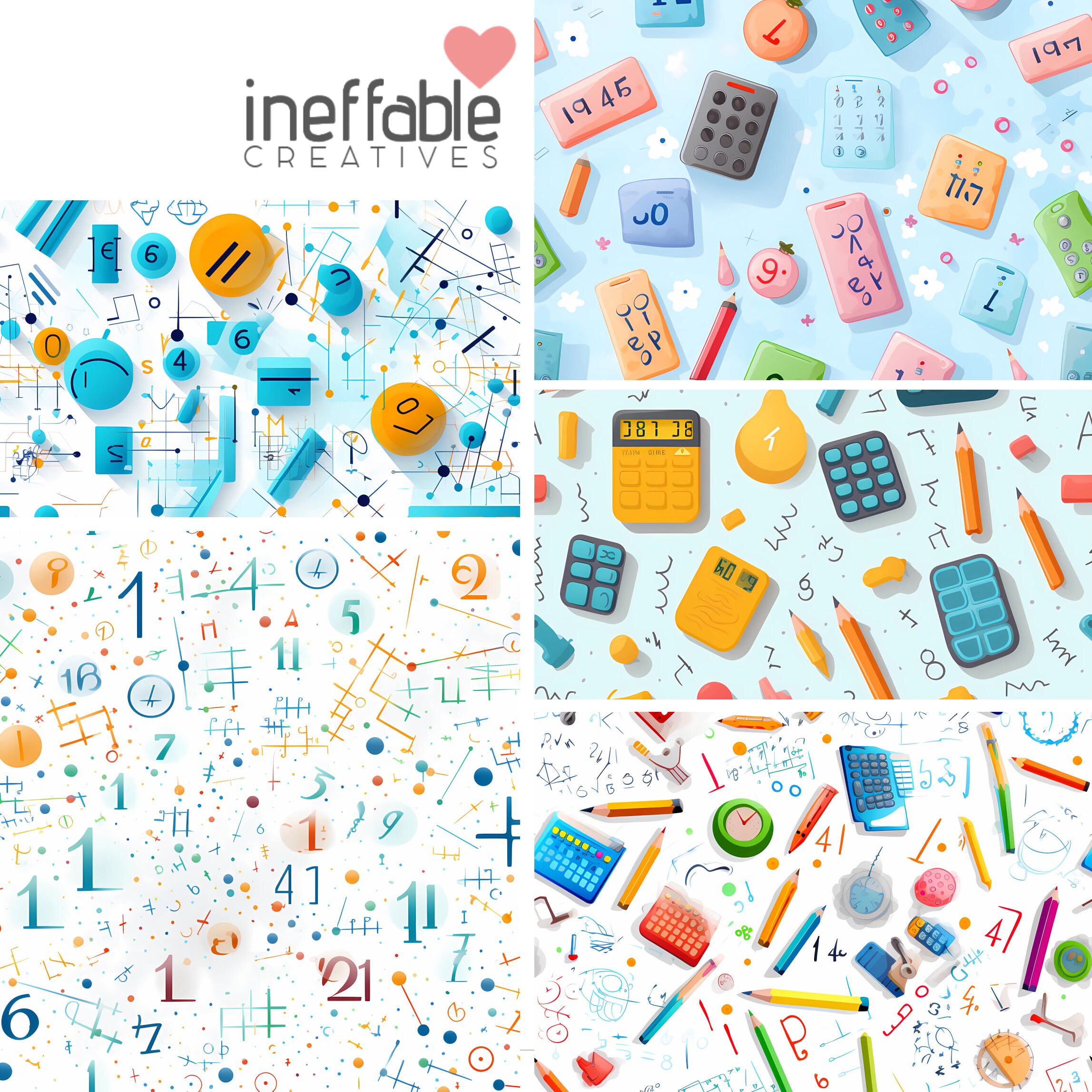 10 Seamless Maths & Numeracy Patterns | Digital Paper Scrapbook ...