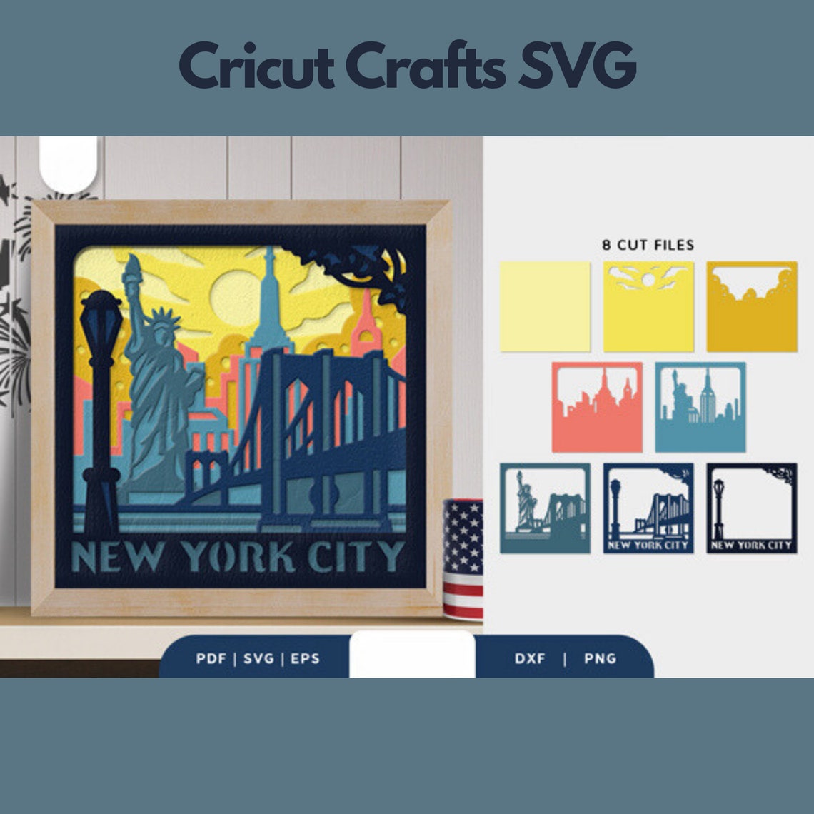 New York 3D Shadow Box Paper Cut, 3D Paper Cut Shadow Box Template, SVG ...