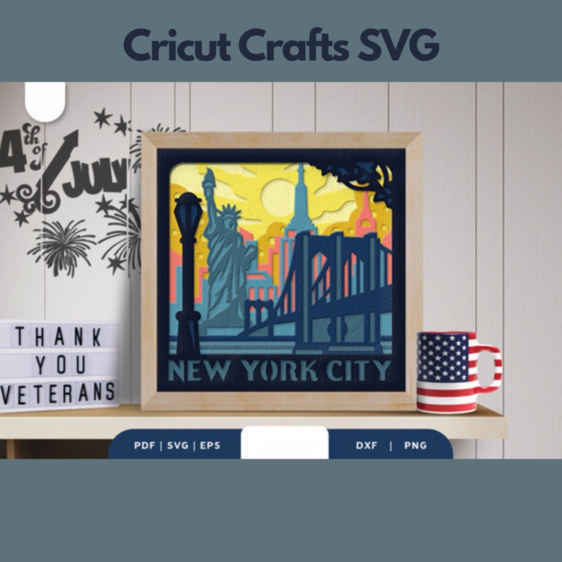 New York 3D Shadow Box Paper Cut, 3D Paper Cut Shadow Box Template, SVG ...
