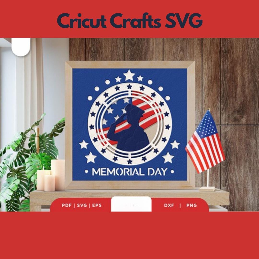Memorial Day 3D Paper Cut Light Box SVG, Patriotic Layered Shadow Box ...