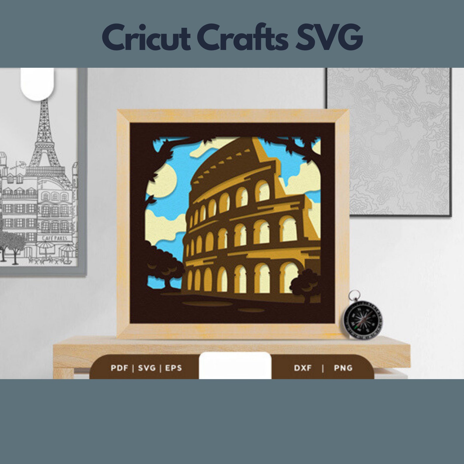 Colosseum Italy 3D Shadow Box, 3D Paper Cut Shadow Box Template, SVG ...