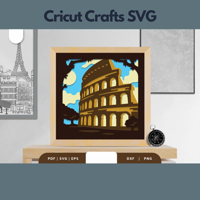 Colosseum Italy 3D Shadow Box, 3D Paper Cut Shadow Box Template, SVG ...