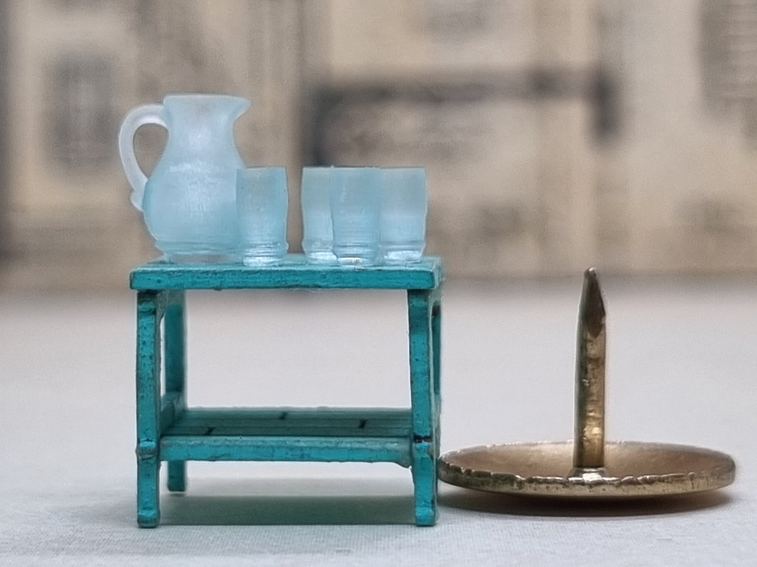1/48th Scale Miniature- Light Blue Translucent Pitcher Jug With 4 ...
