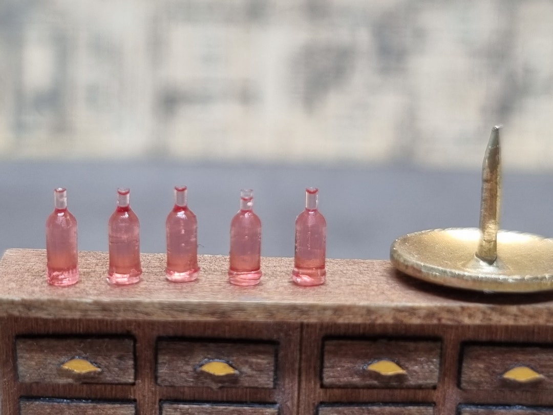 Miniature 1/48th Undecorated Translucent Red 6mm Straight Bottles-pack ...