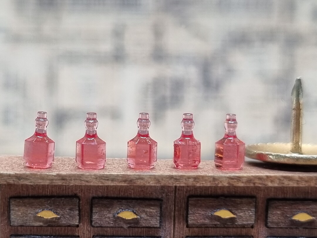 Miniature 1/48th Undecorated Translucent Red 6mm Hexagonal Bottles-pack ...