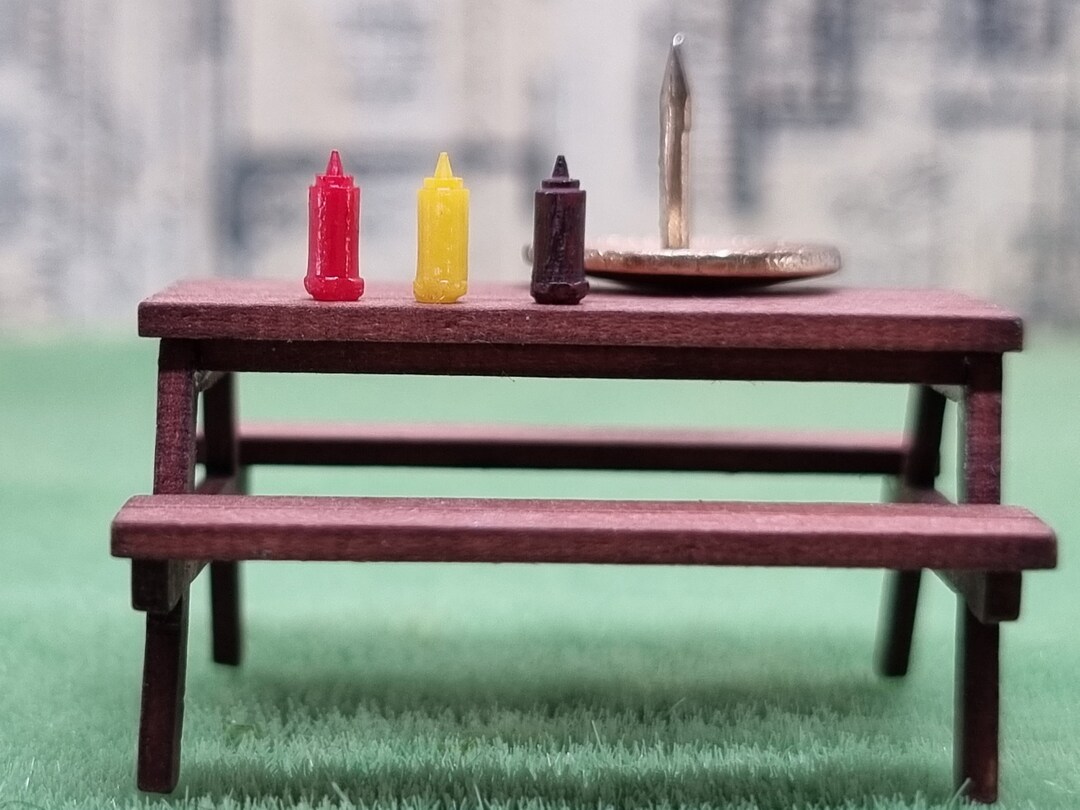 Miniature 1/48th, Hand Finished Pack of 3 Condiment Bottles- Tomato ...