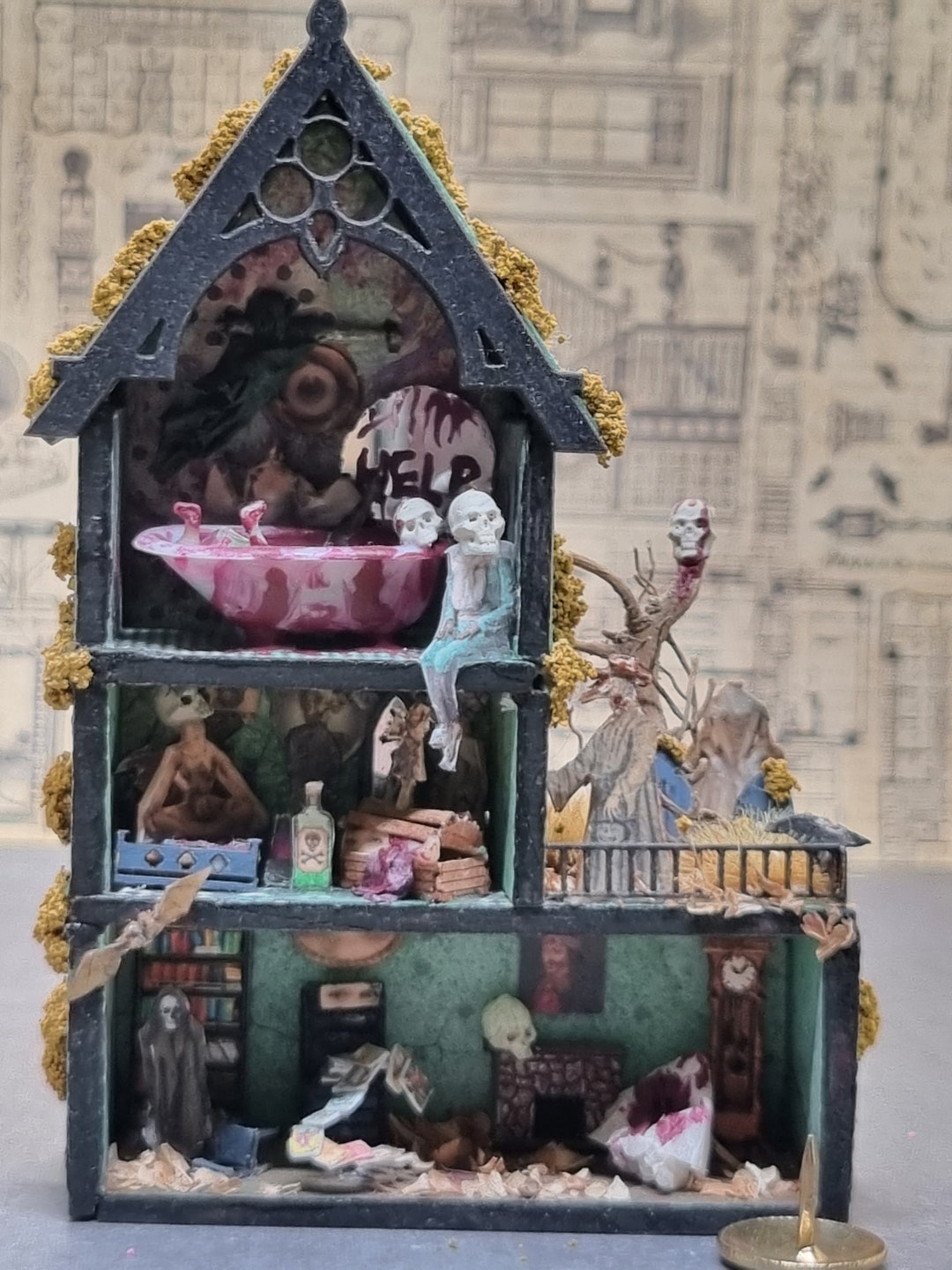 Miniature, Unique, Ooak 1/144th Haunted Halloween House, Perfect for a ...