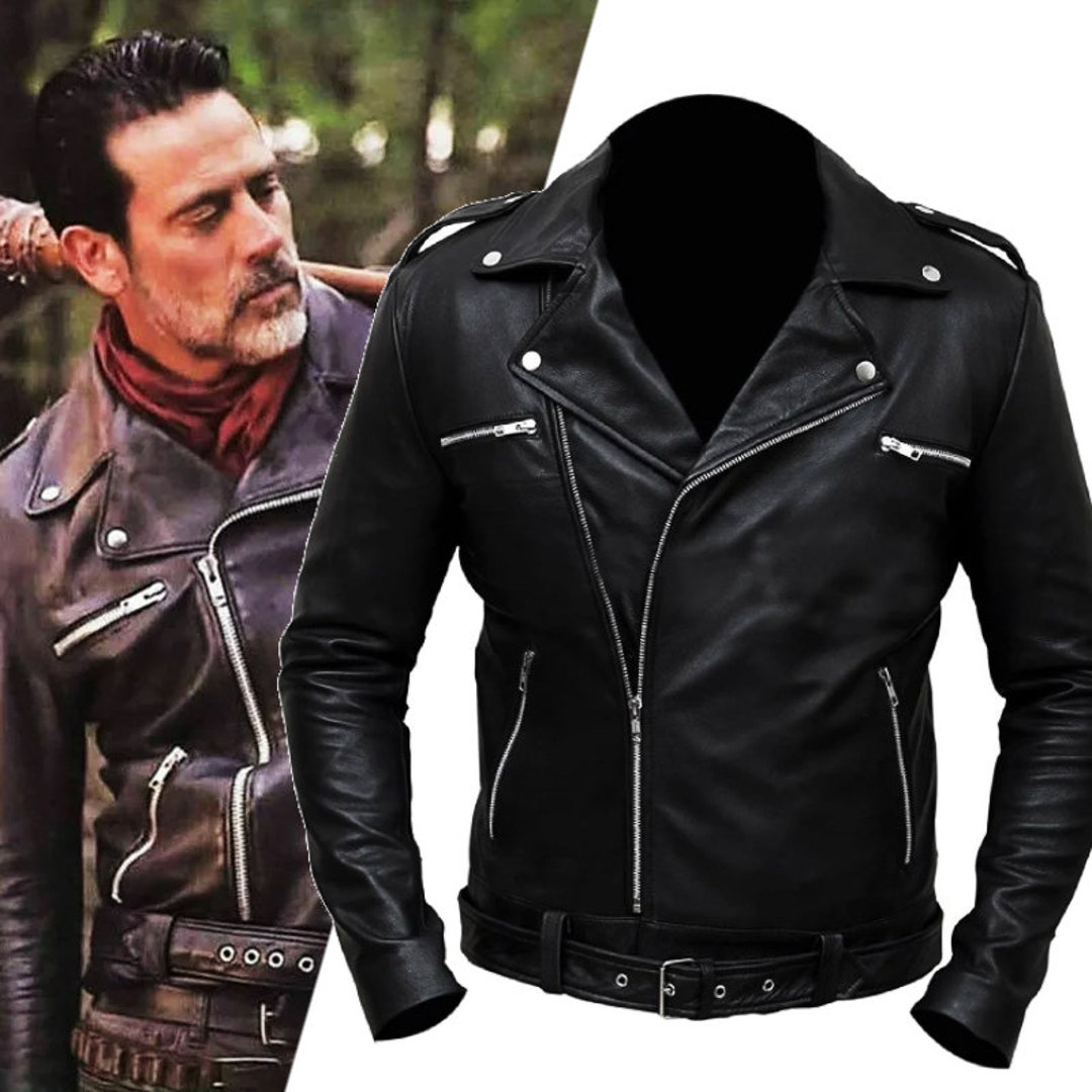 Inspired by Negan Brando Motorcycle Biker Jacket Black - Etsy