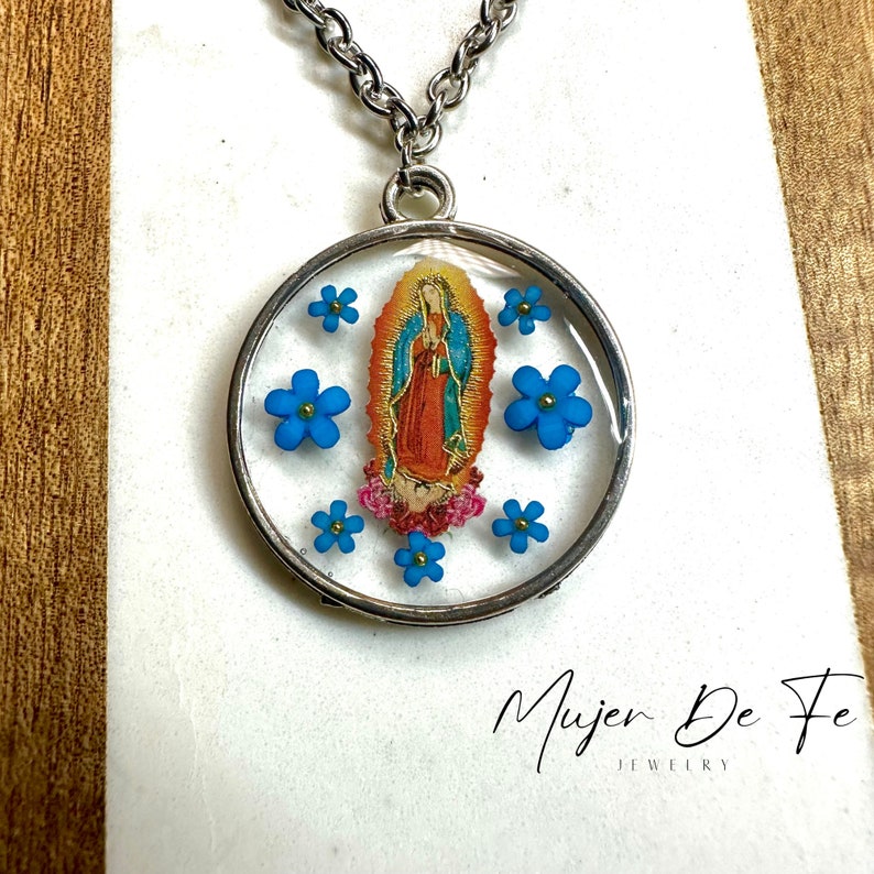 Virgencita Pendant Medalla Virgen De Guadalupe Virgen Mary Necklace ...