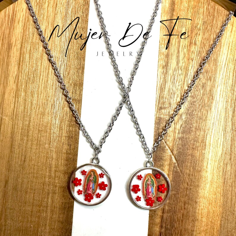 Virgencita Pendant Medalla Virgen De Guadalupe Virgen Mary Necklace ...