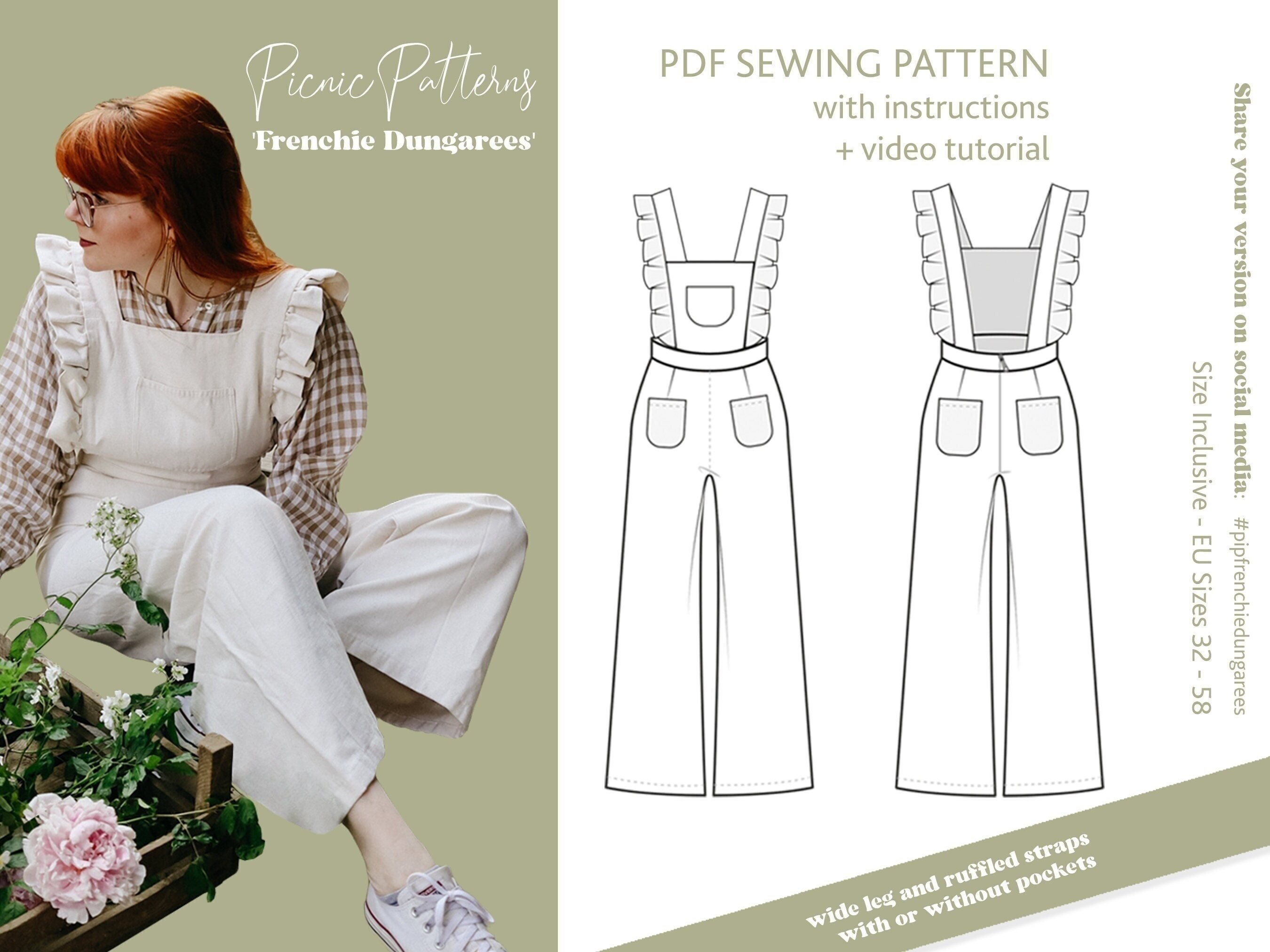 Dungarees Pinafore Bib Pants With Ruffles and Frills frenchie Dungarees ...