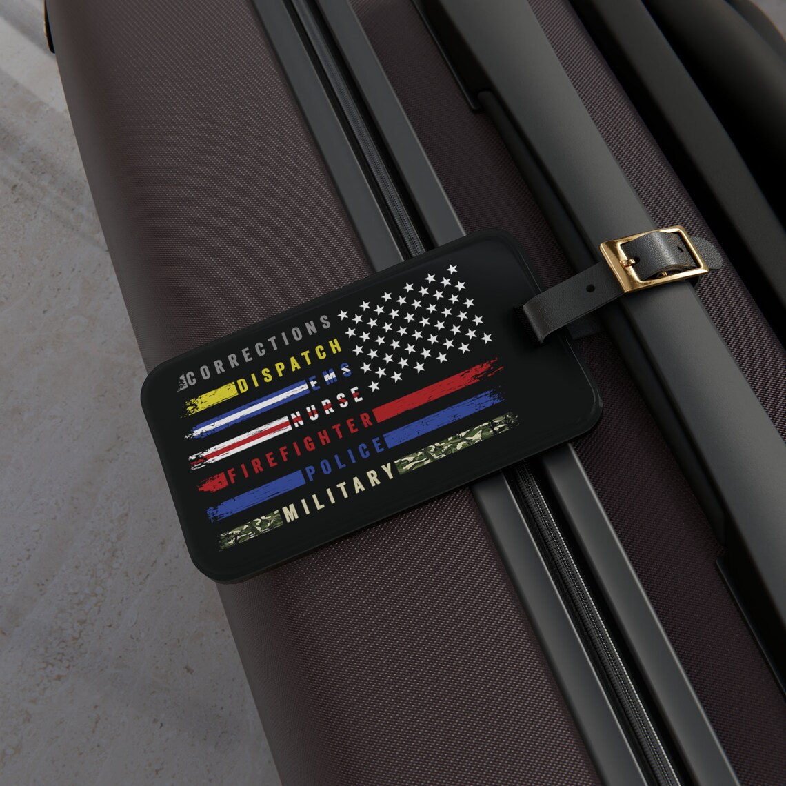 First Responder Flag Luggage Tag, Corrections Gifts, Fire and EMS ...
