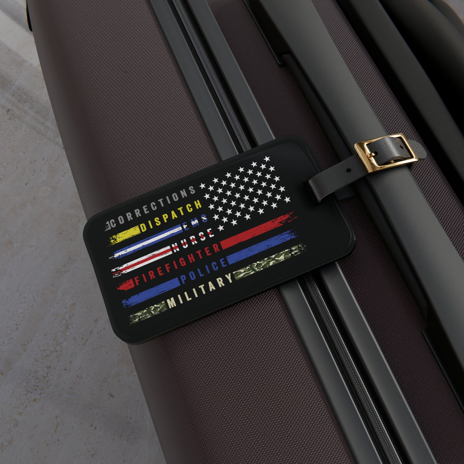First Responder Flag Luggage Tag, Corrections Gifts, Fire and EMS ...