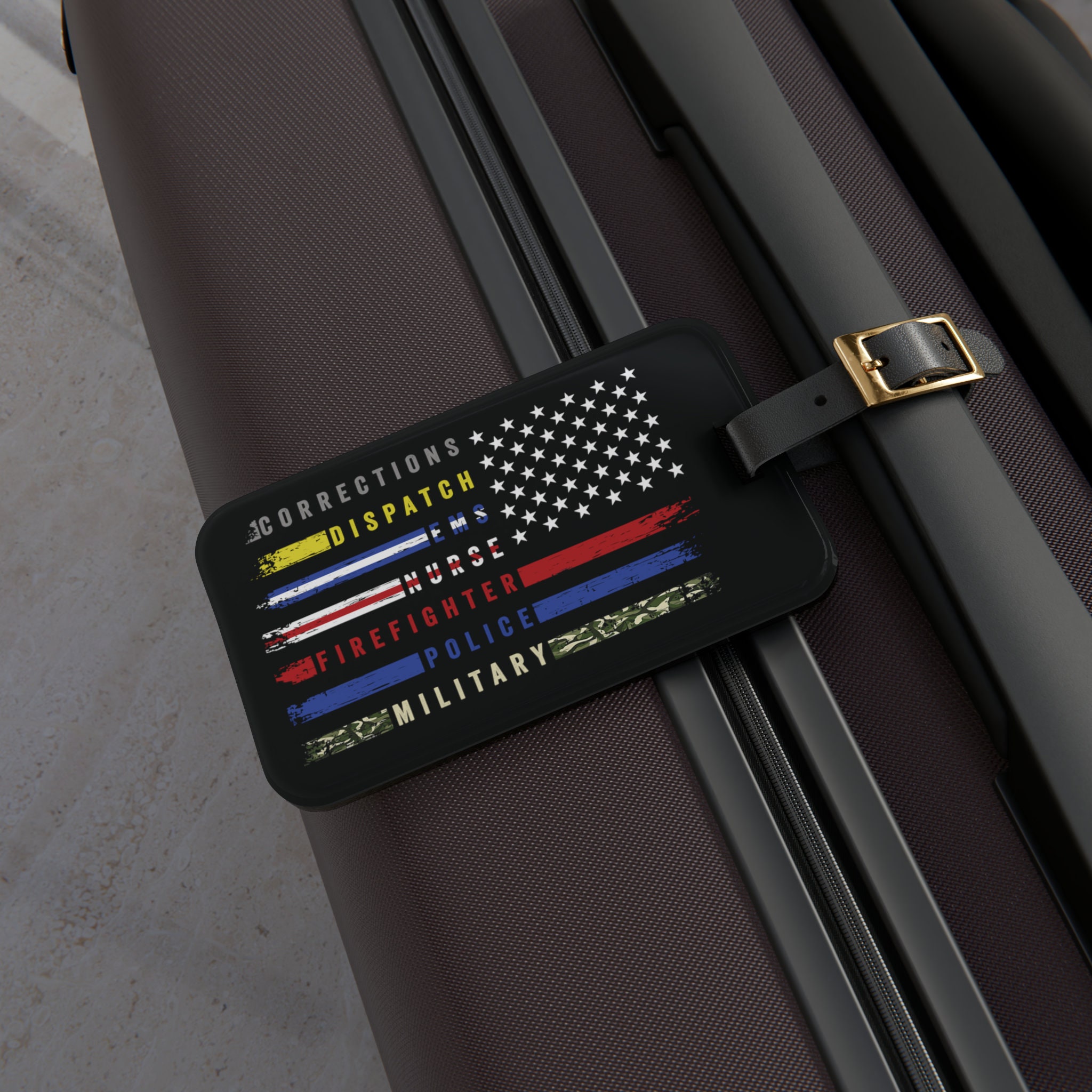 First Responder Flag Luggage Tag, Corrections Gifts, Fire and EMS ...