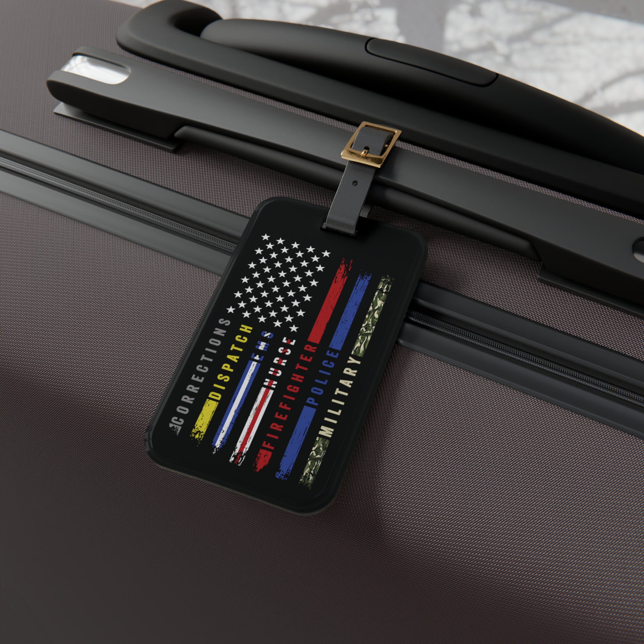 First Responder Flag Luggage Tag, Corrections Gifts, Fire and EMS ...