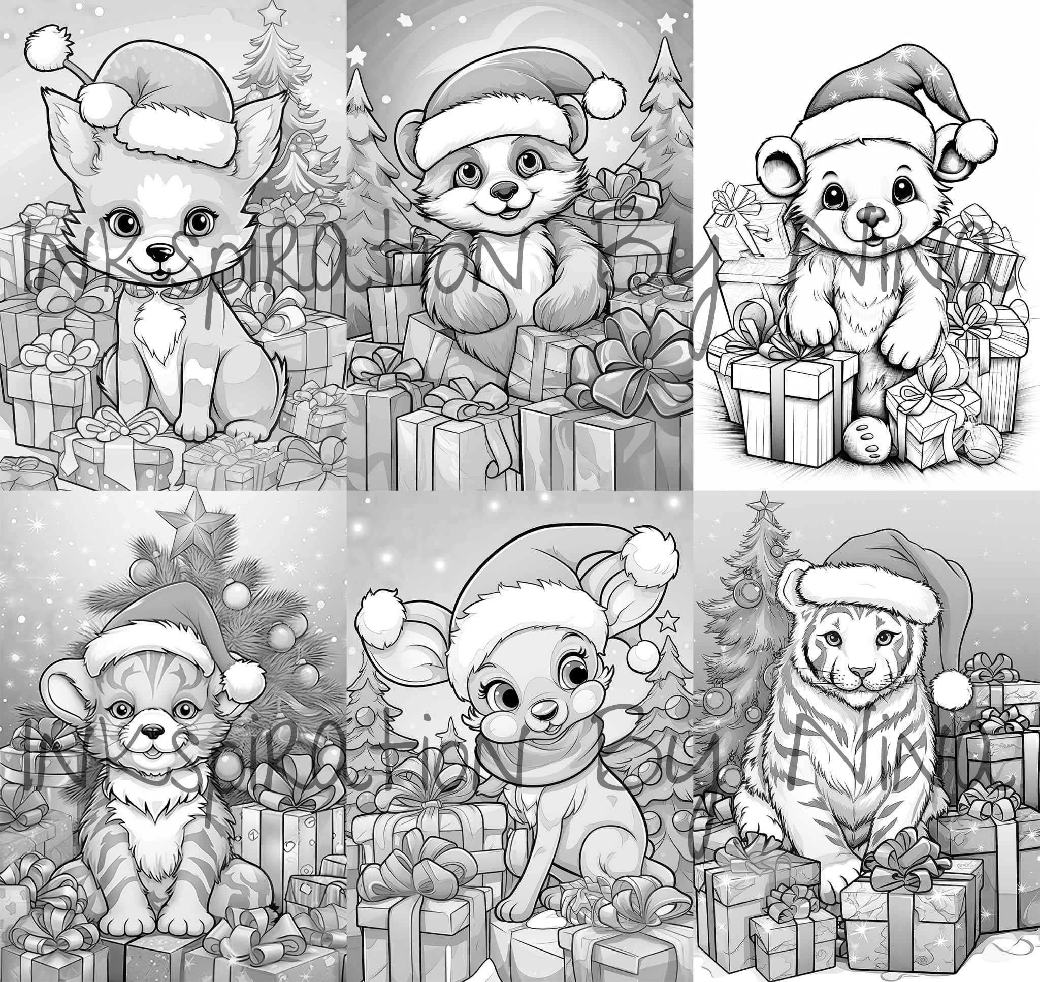Cute Animals With Gifts Coloring Book 24 Premium Adult & Kids - Etsy