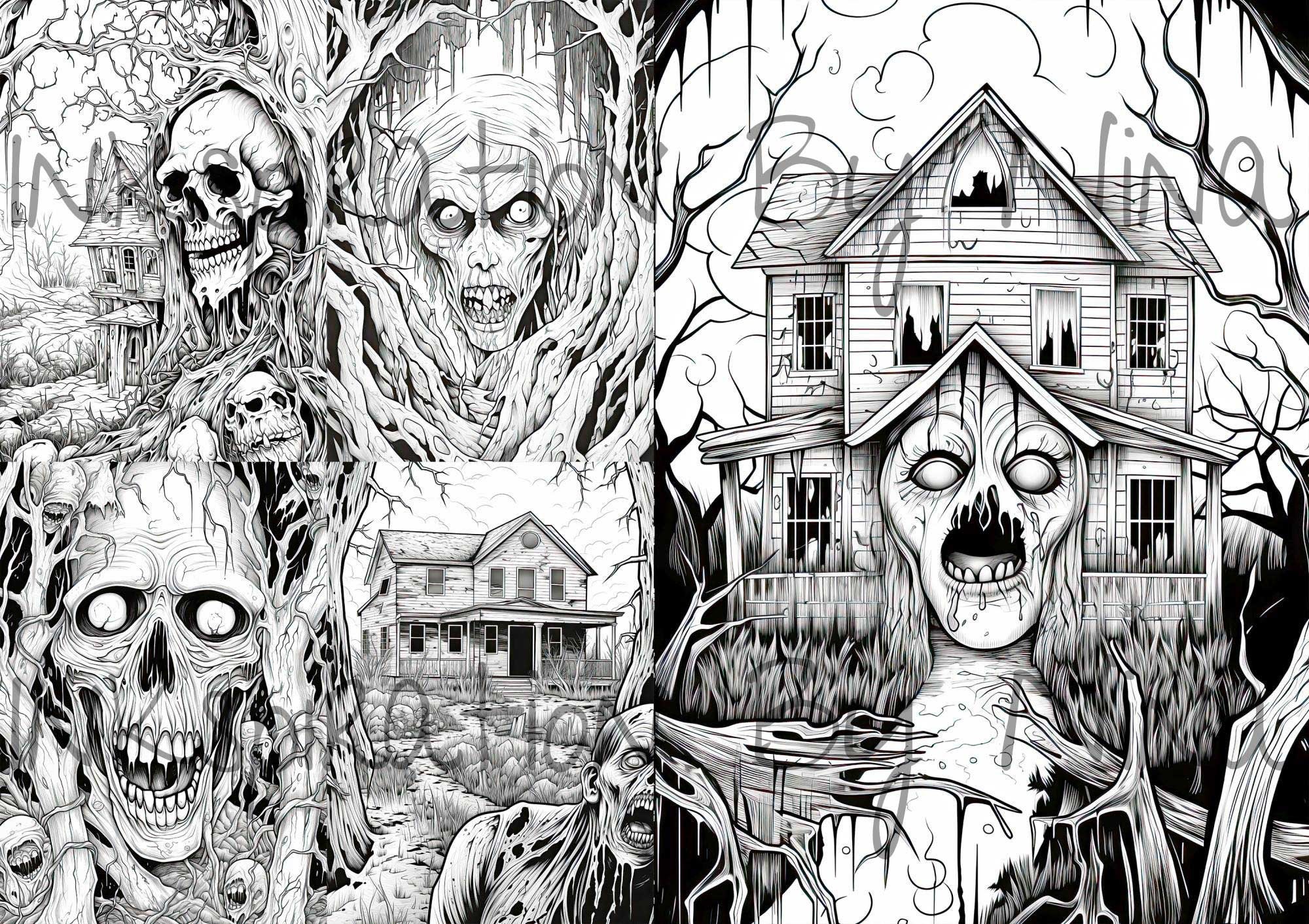Terrifying Undead Zombies Halloween Coloring Pages 25 Premium - Etsy