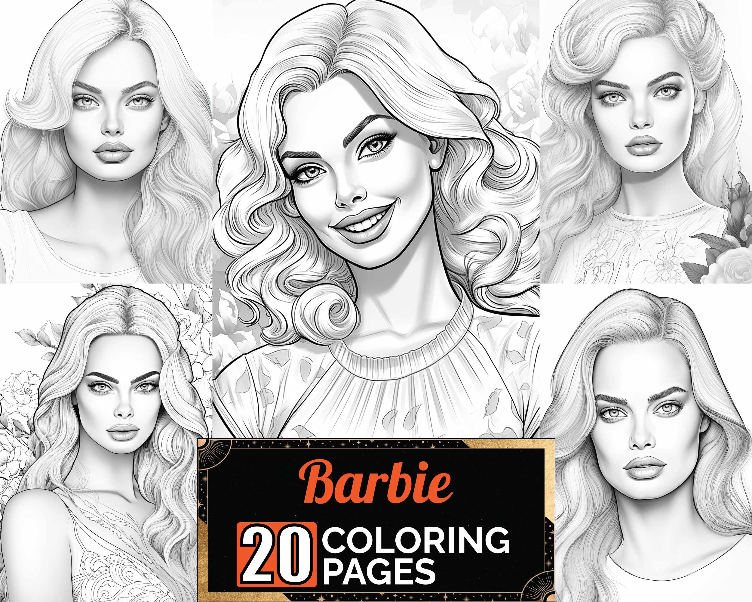 Barbie Coloring Pages, 20 Premium Coloring Sheets, Adult & Kids ...