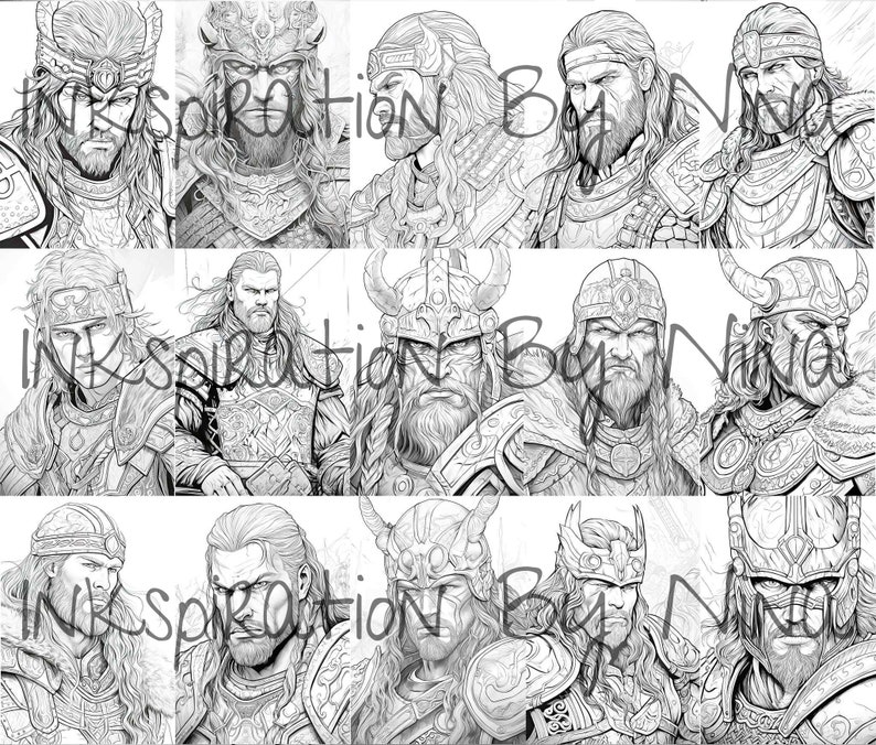 Ivar the Boneless Viking Coloring Book, 16 Detail Greyscale Adult ...