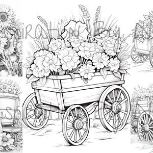 Mini Flower Wagon Coloring Pages, 20 Premium Adult & Kid Coloring ...