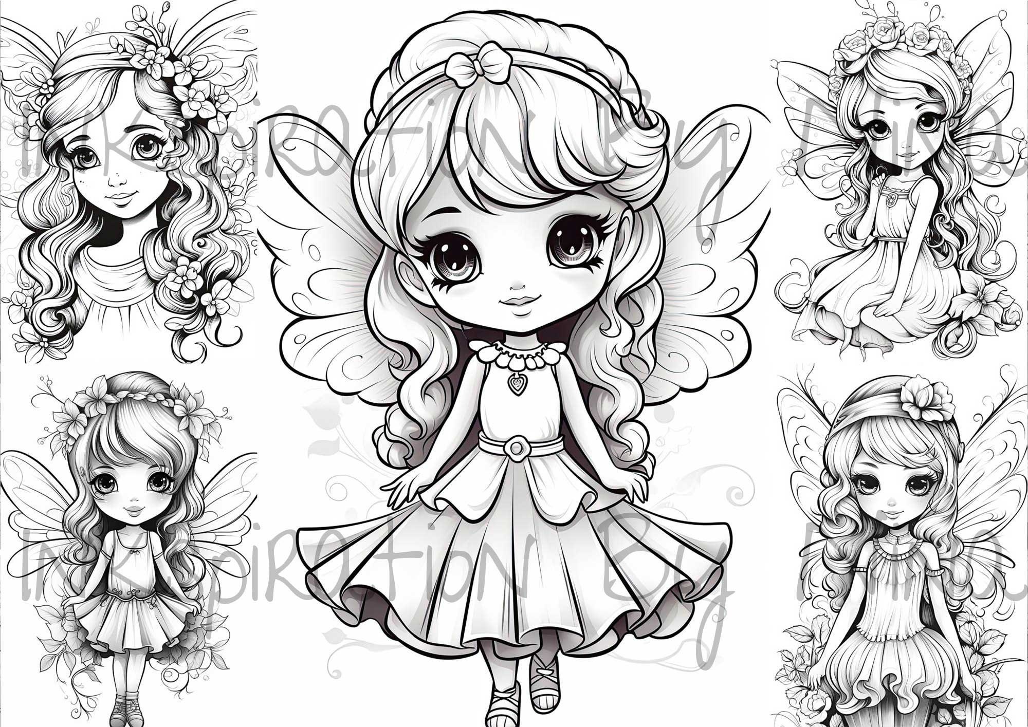 Cute Fairy Coloring Pages, 25 Premium Coloring Sheets, Coloring Book A4 ...