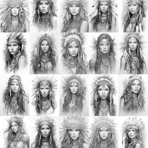 Native American Woman Coloring Pages, 20 Premium Coloring Sheets, Adult ...