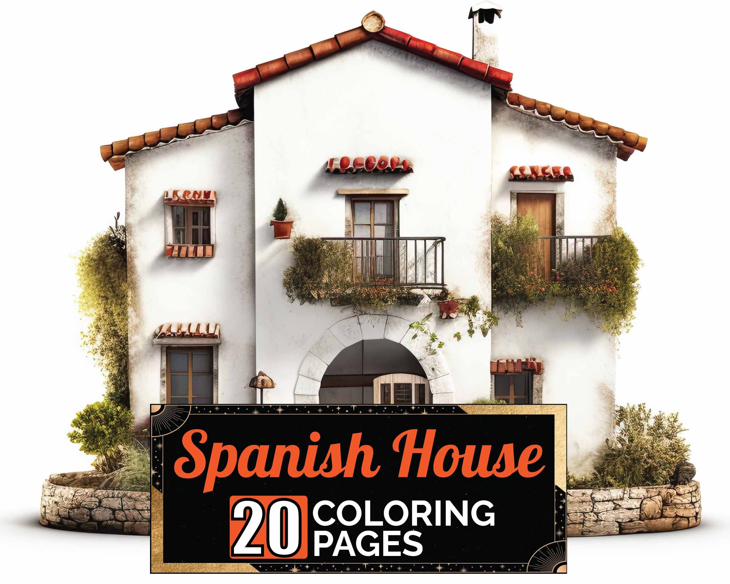 Spanish House Architecture Coloring Pages, 24 Premium Coloring Sheets ...