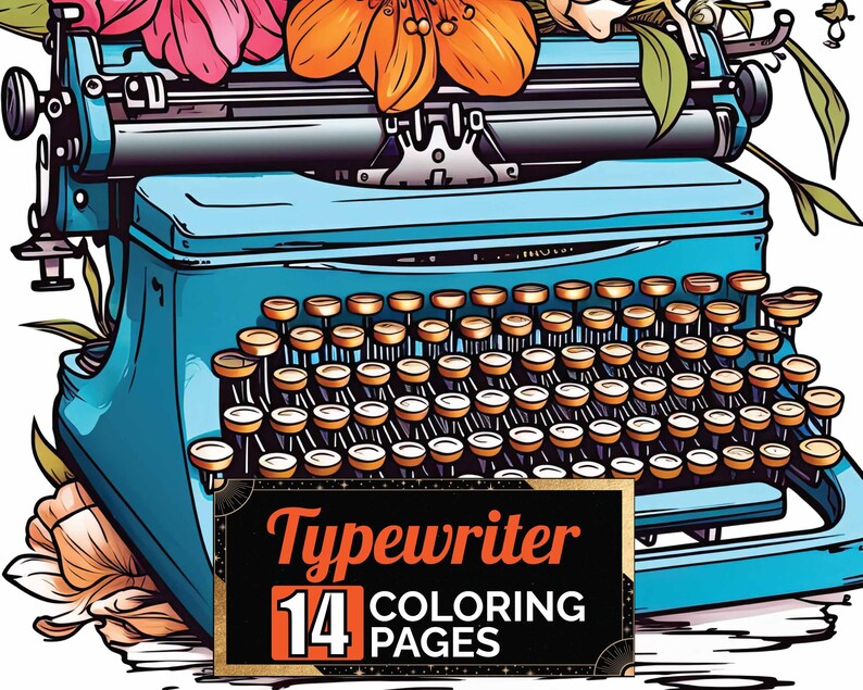 Typewriter Typing Machine Coloring Pages, 15 Premium Coloring Sheets ...