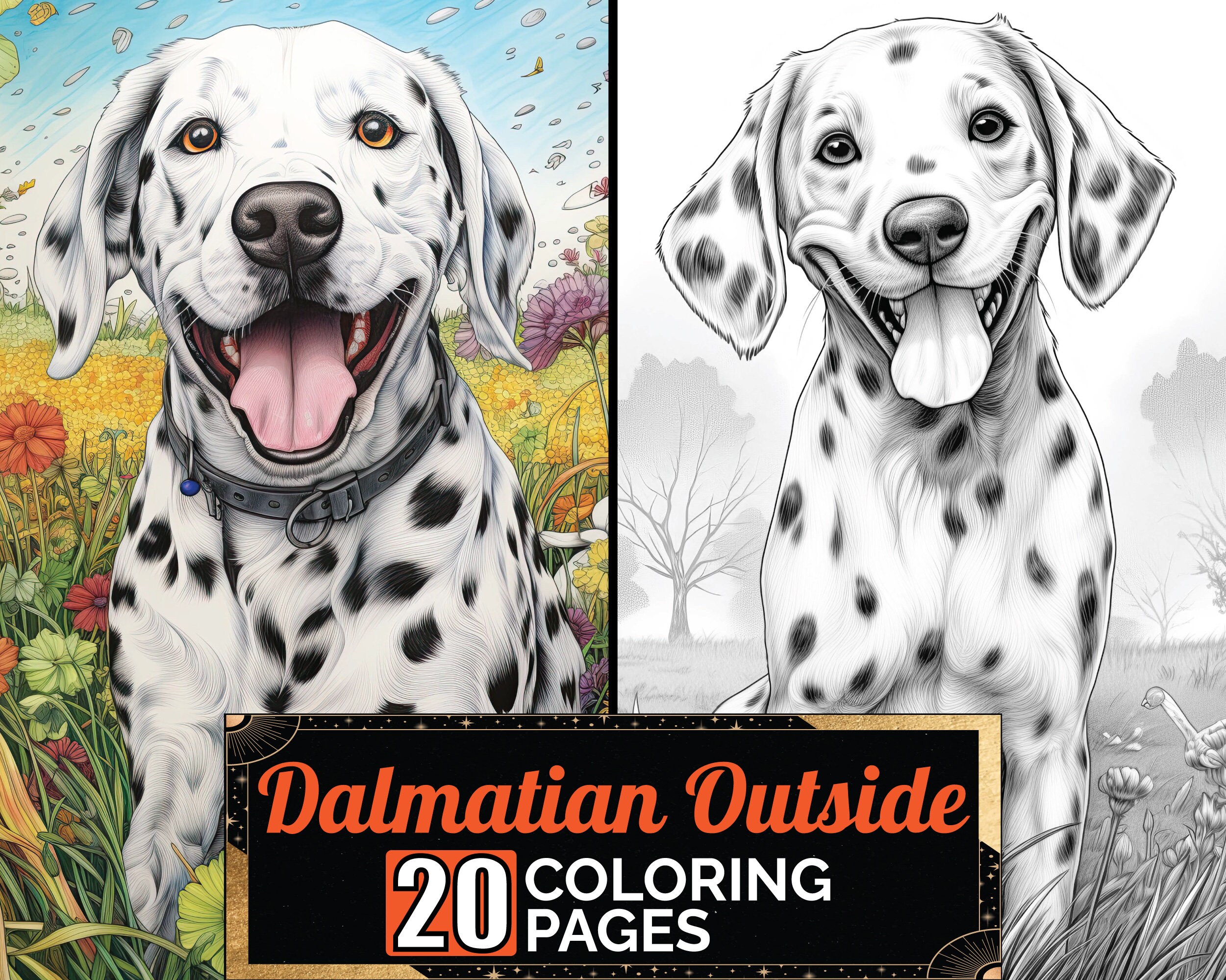 Dalmatian Dog Enjoying Outside Coloring Pages, 20 Premium Coloring ...