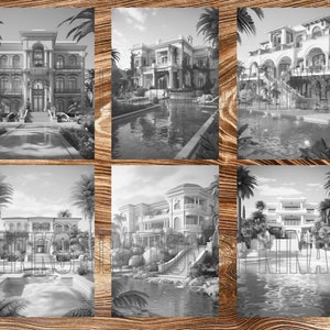 Luxury Villa Home Coloring Pages, 16 Premium Coloring Sheets, Adult ...