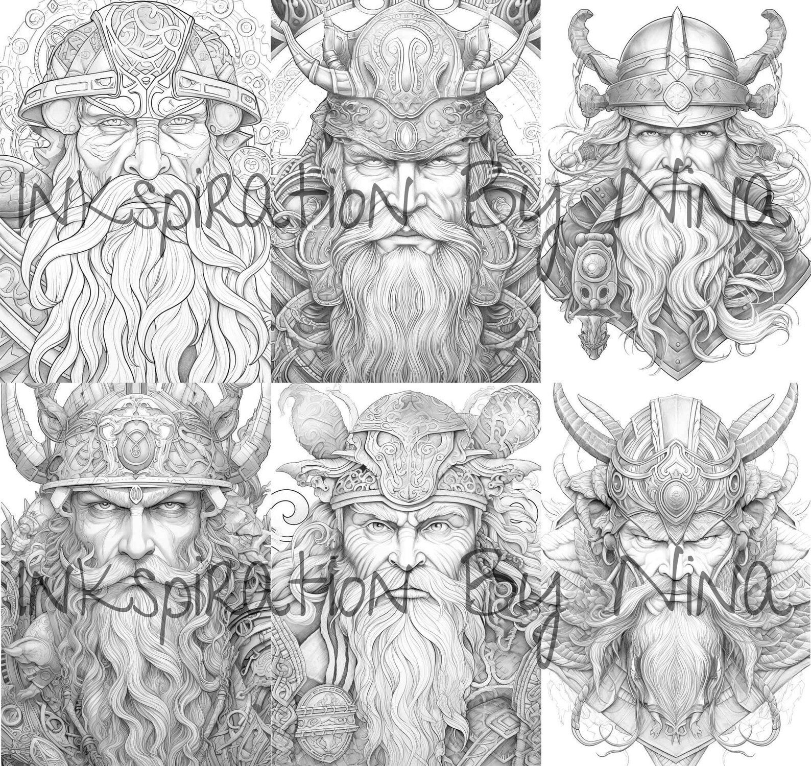 Odin Norse Mythology Coloring Book, 18 Detail Greyscale Adult & Kids ...