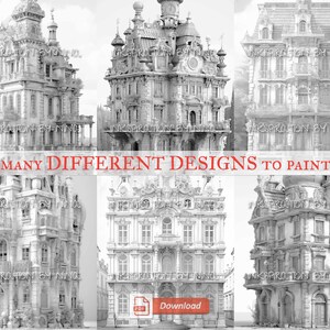 Baroque House Printable Coloring Pages, 16 Premium Coloring Sheets for ...