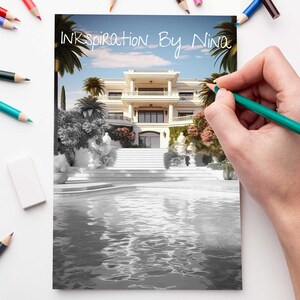Luxury Villa Home Coloring Pages, 16 Premium Coloring Sheets, Adult ...