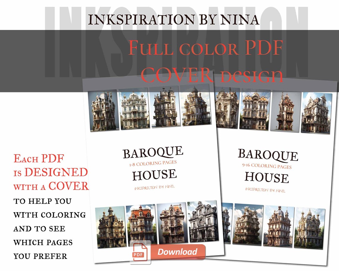 Baroque House Printable Coloring Pages, 16 Premium Coloring Sheets for ...