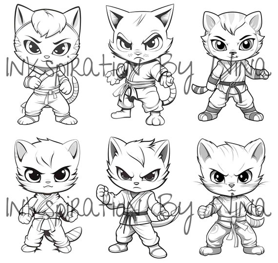 Disegni Da Colorare Del Kit Gatto Guerriero