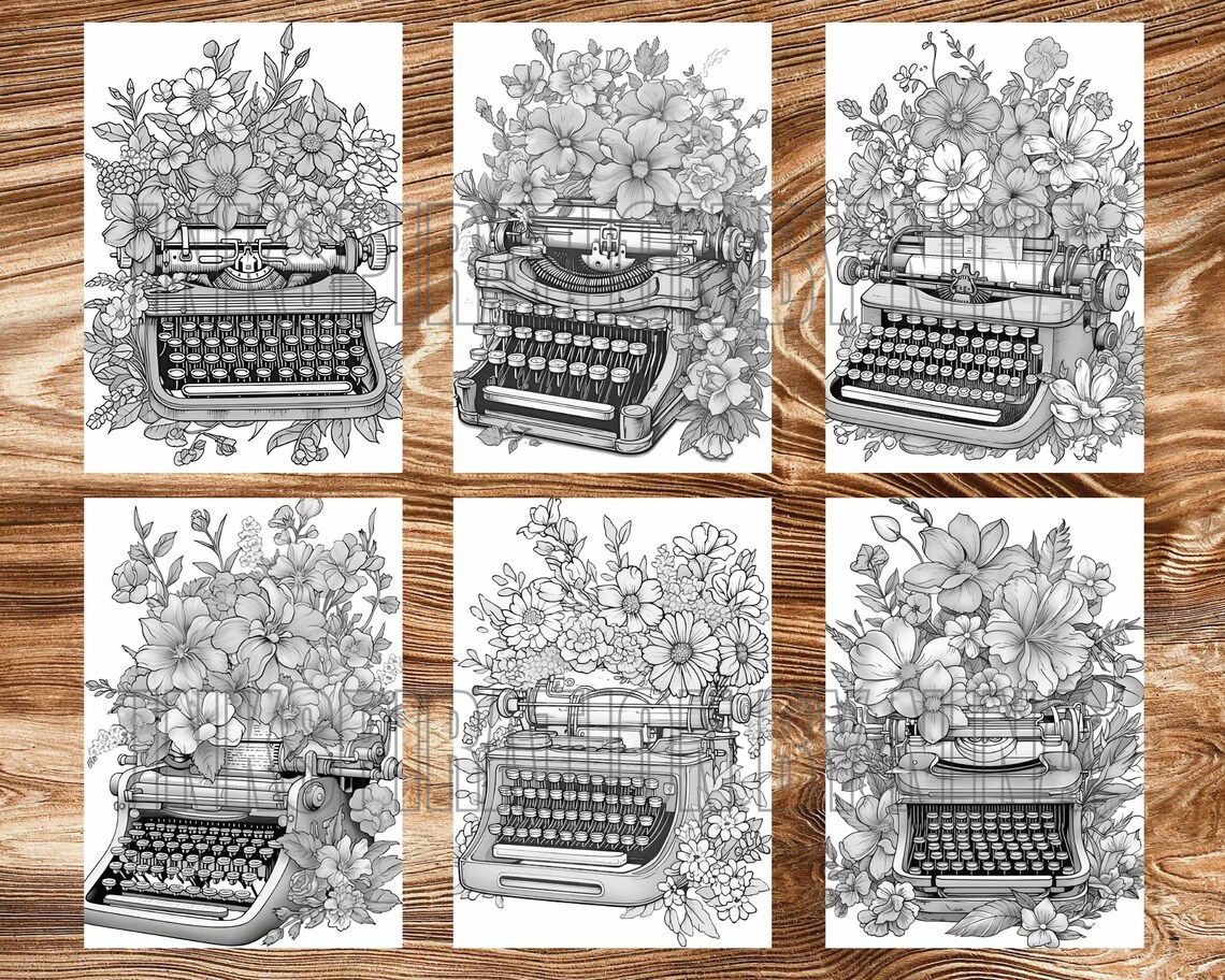 Typewriter Typing Machine Coloring Pages, 15 Premium Coloring Sheets ...