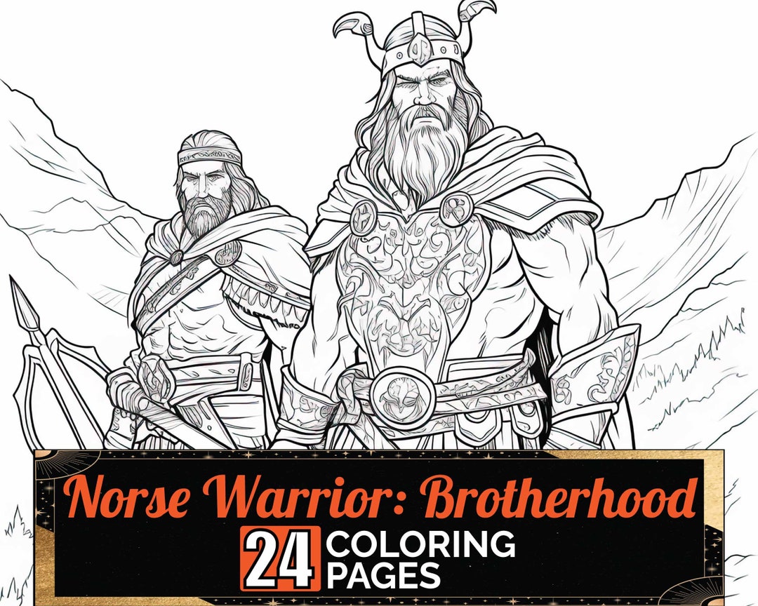Norse Warriors Brotherhood Coloring Pages, 24 Premium Coloring Sheets ...