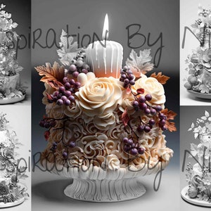 Flower Wedding Cake Design Coloring Book, 23 Detail Greyscale Adult ...